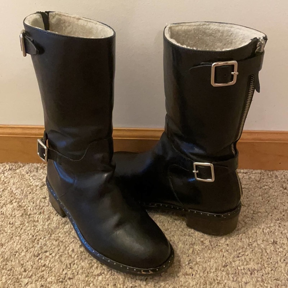 Ugg Collection Vincento Italian Leather Moto Black Bi… - Gem